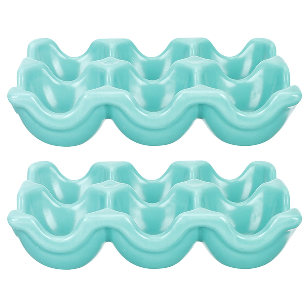 MRLESS 2pcs Ceramic Egg Tray Holder 6 Cups Porcelain Egg Cup Egg Rack ...