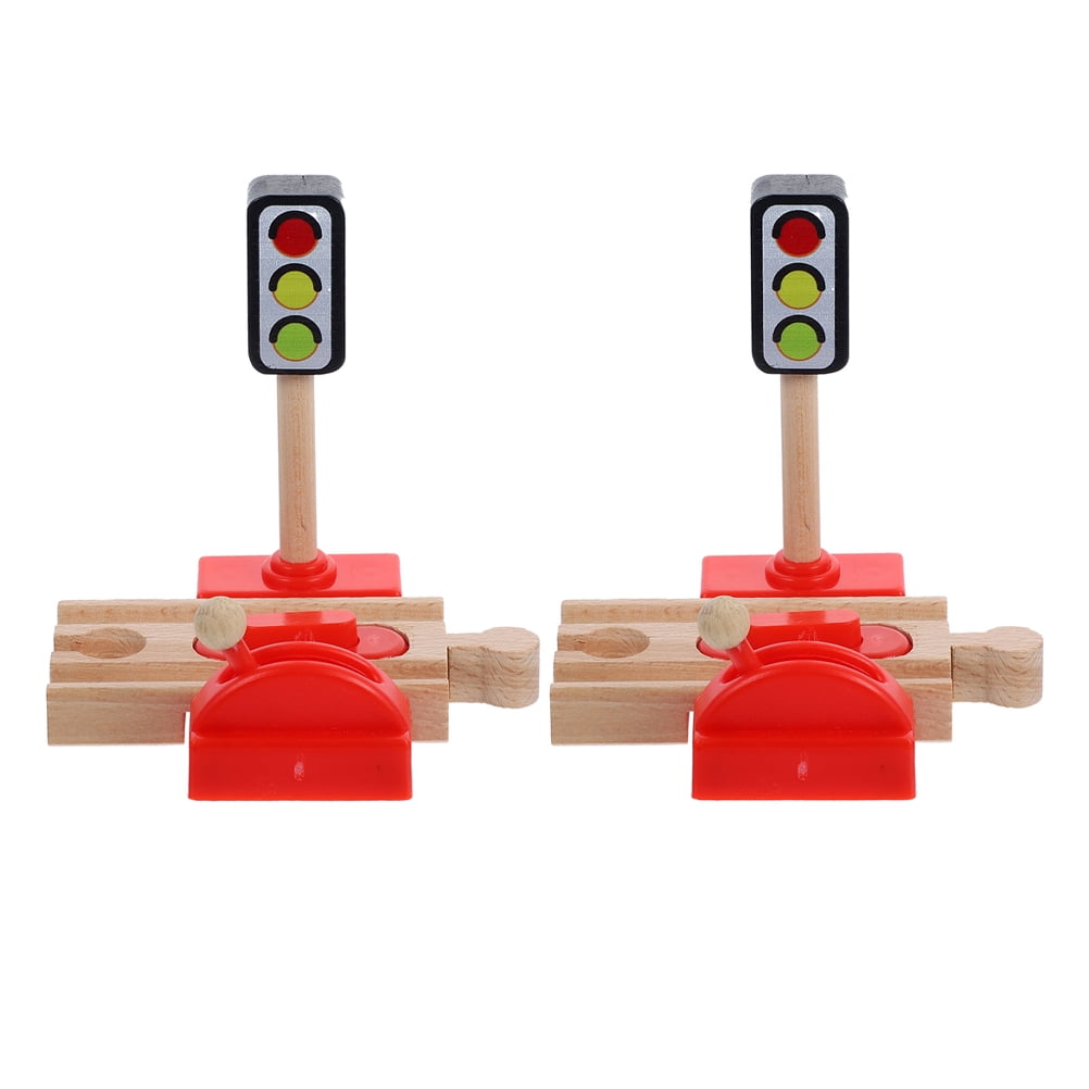 MRLESS 2pcs DIY Wooden Train Track Accessories Traffic Barrier and Mini ...