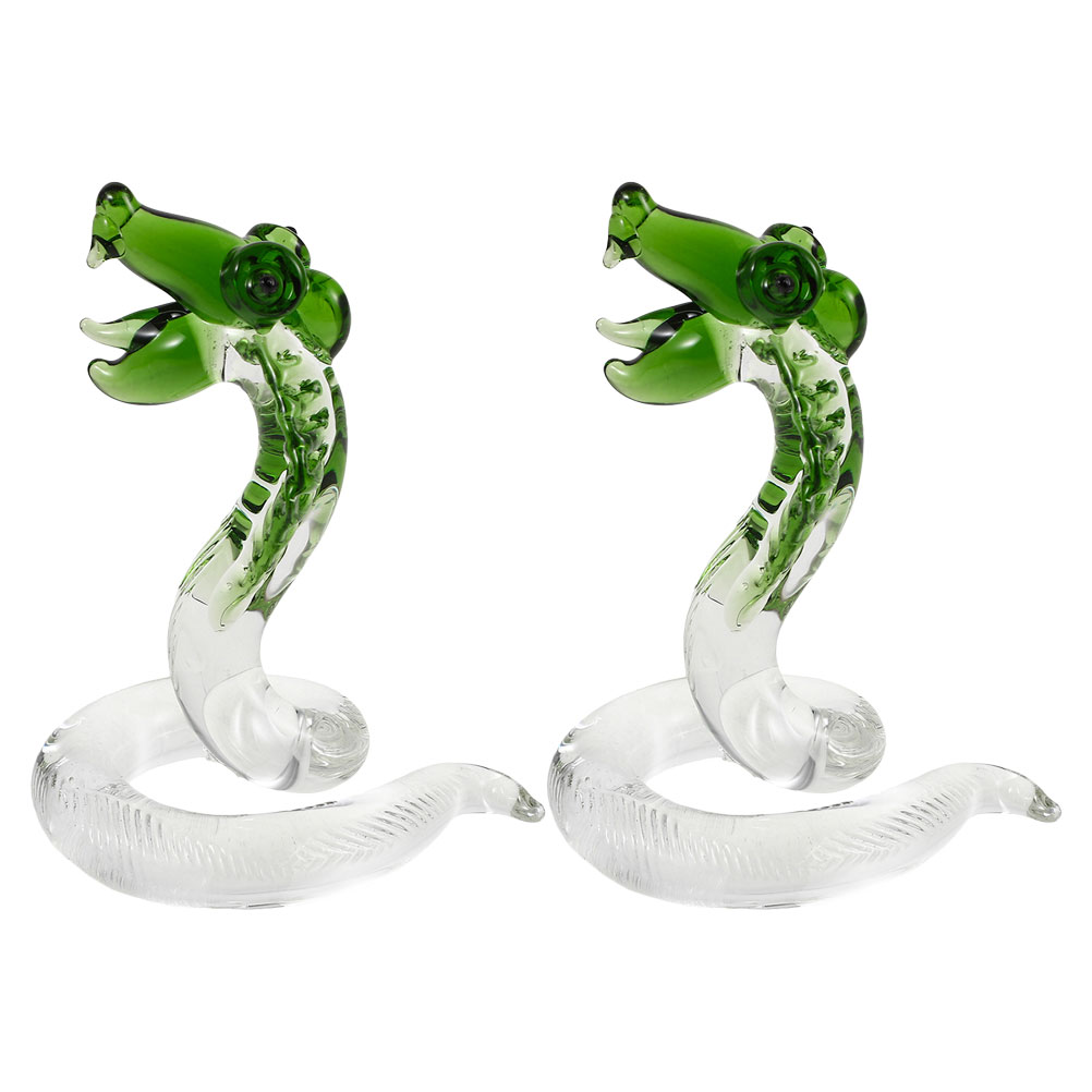 MRLESS 2pcs Hand Blown Glass Snake Figurine Miniature Snake Decorations ...