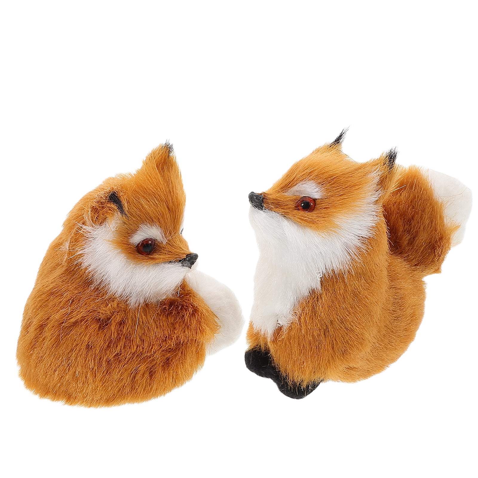 MRLESS 2pcs Mini Simulation Fox Toy Christmas Animal Decoration Cute ...