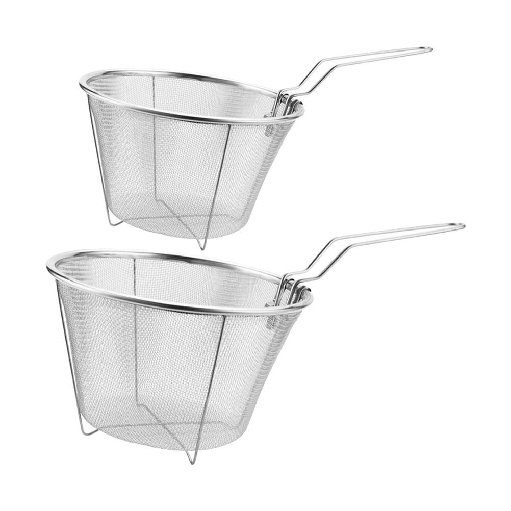 MRLESS Set of 2 Stainless Steel Folding Fry Strainers for Kitchen Use ...