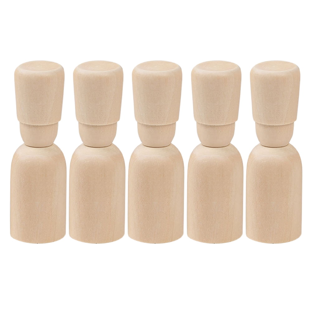 MRLESS 5-Pack Unfinished Wooden Peg Dolls, Wooden Puppet Figures for ...