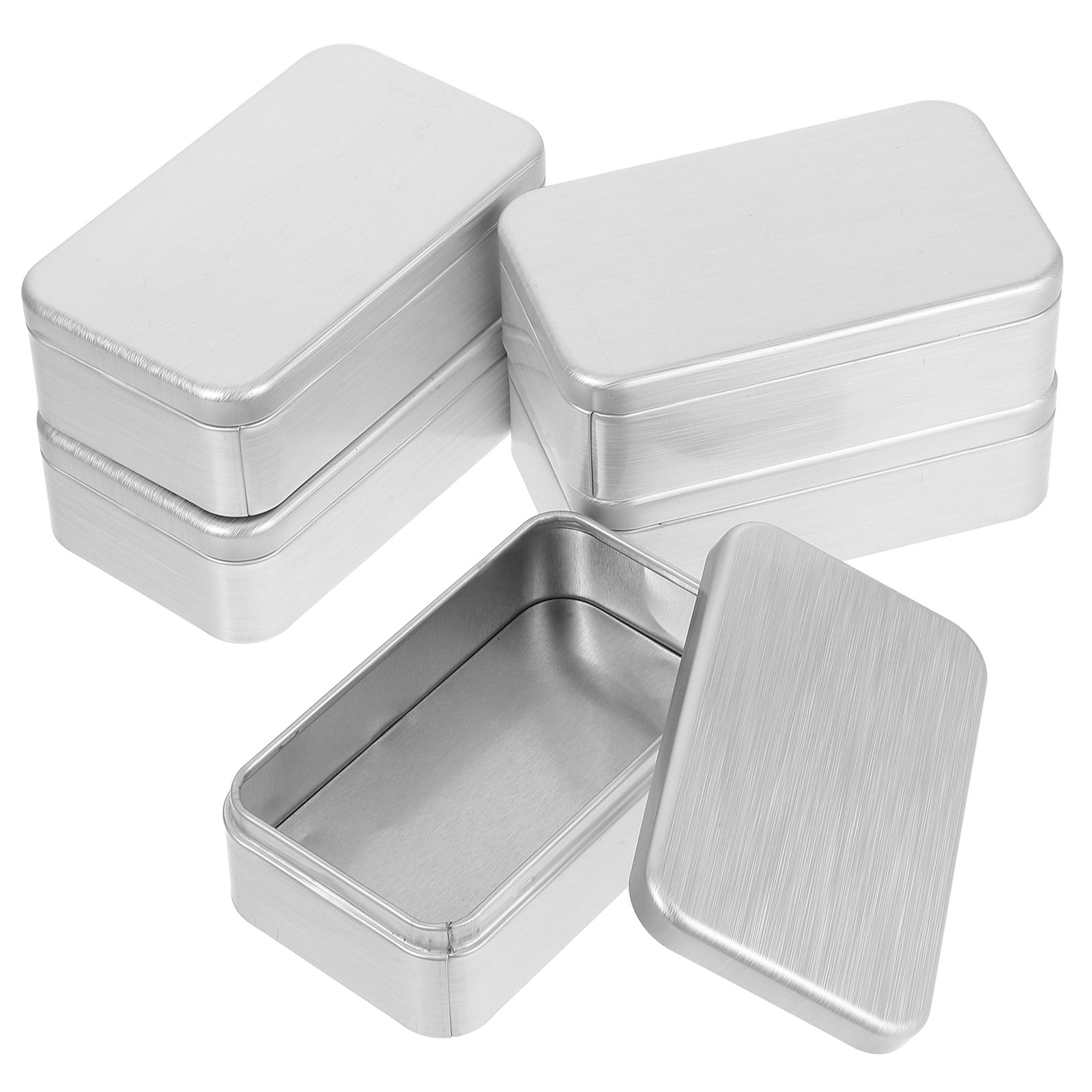 MRLESS 5Pcs Rectangular Empty Tin Box Containers Empty Metal Tins Box ...