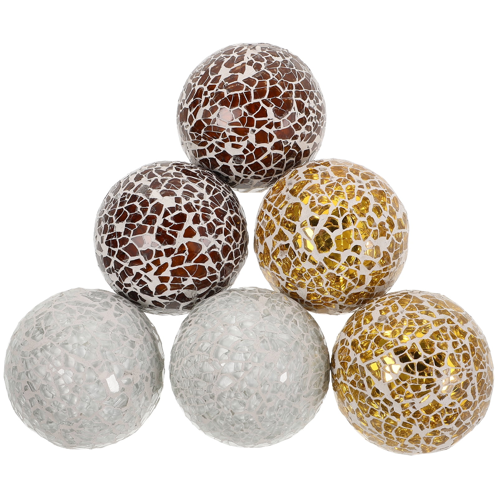 GETAJGHSD Set of 6 Decorative Glass Spheres, 2.4 Inch Diameter, Elegant ...