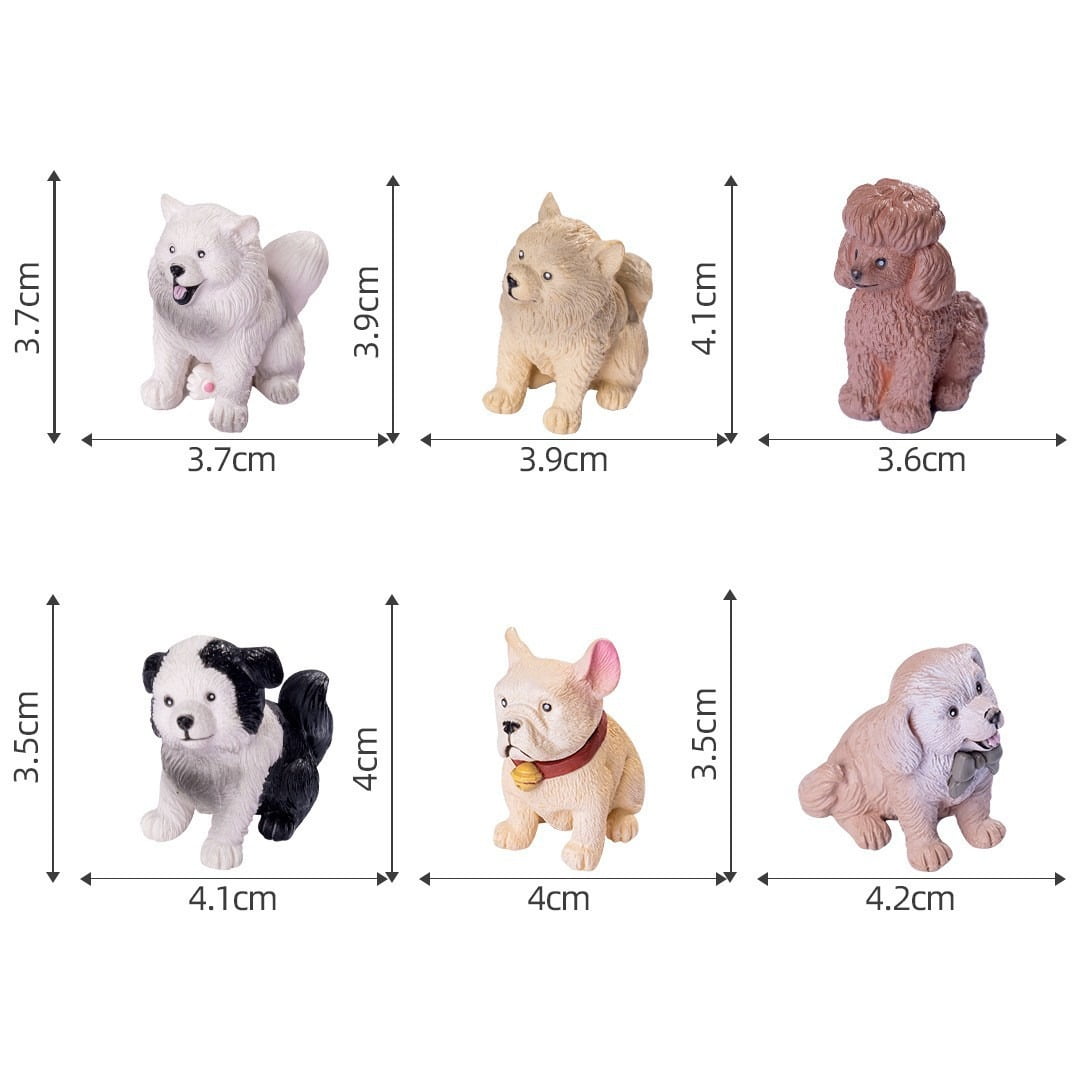 MRLESS 6pcs Mini Dog Figurines Toy Set Realistic Detailed Plastic Puppy ...