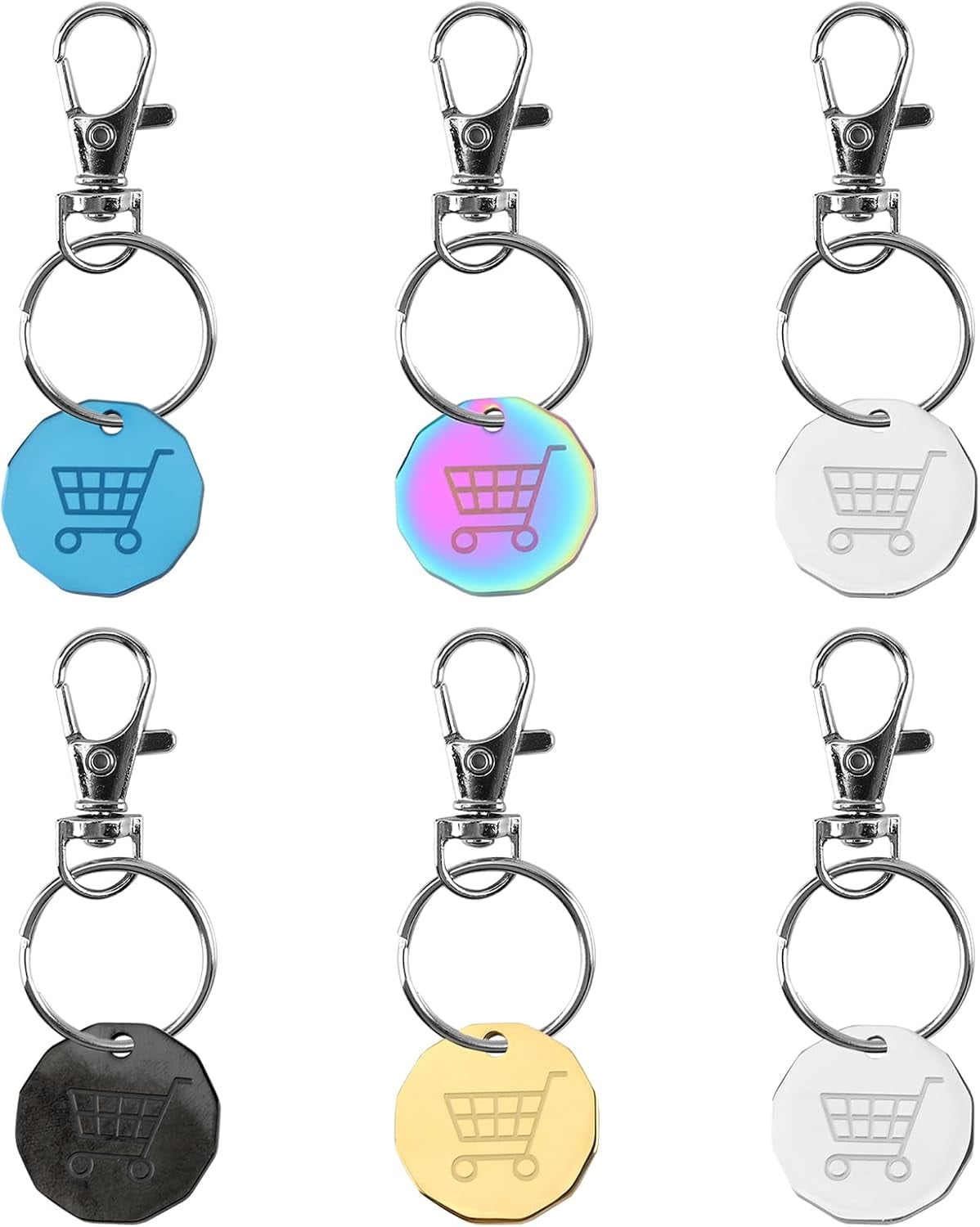 MRLESS 6pcs Stainless Steel Shopping Trolley Token Key Rings, Cart ...