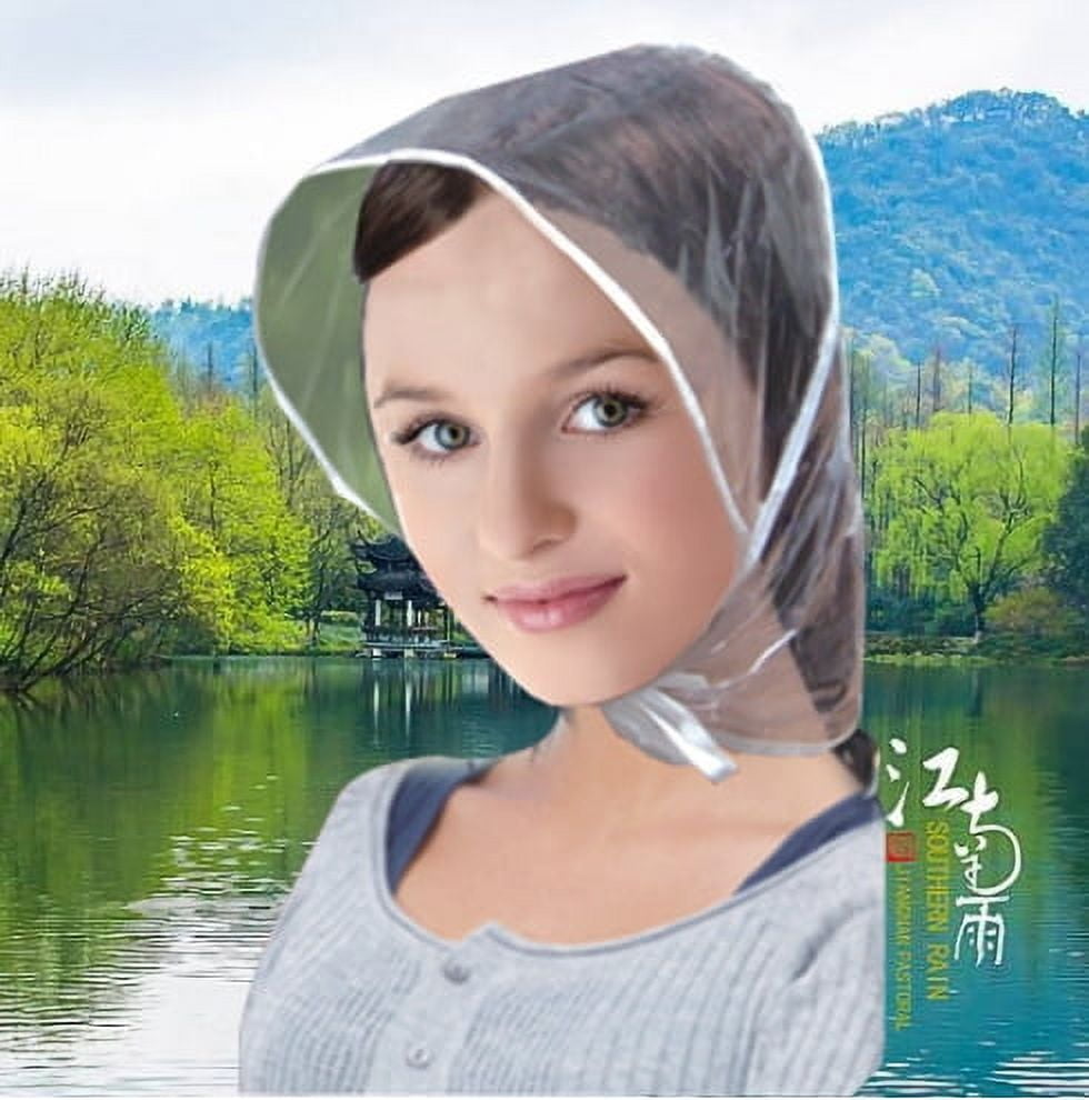 MRLESS 8 Pcs Transparent Style Rain Caps Waterproof Rain Hat for Women ...