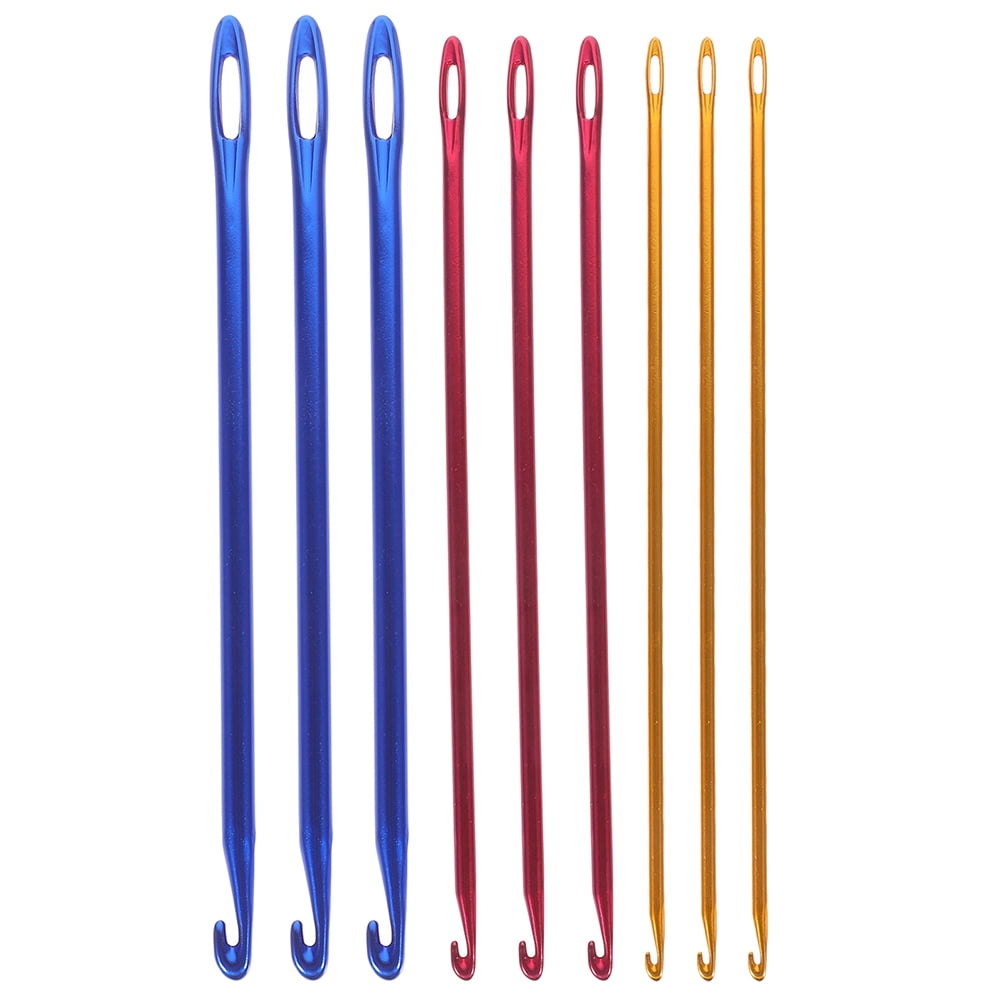 MRLESS 9-Piece Metal Crochet Hooks Set With Yarn Holes, Knitting ...