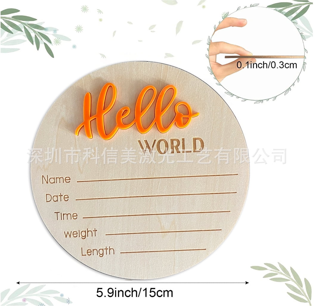 MRLESS Baby Welcome Sign Monthly Name Cards Sign Wooden Circles Discs ...