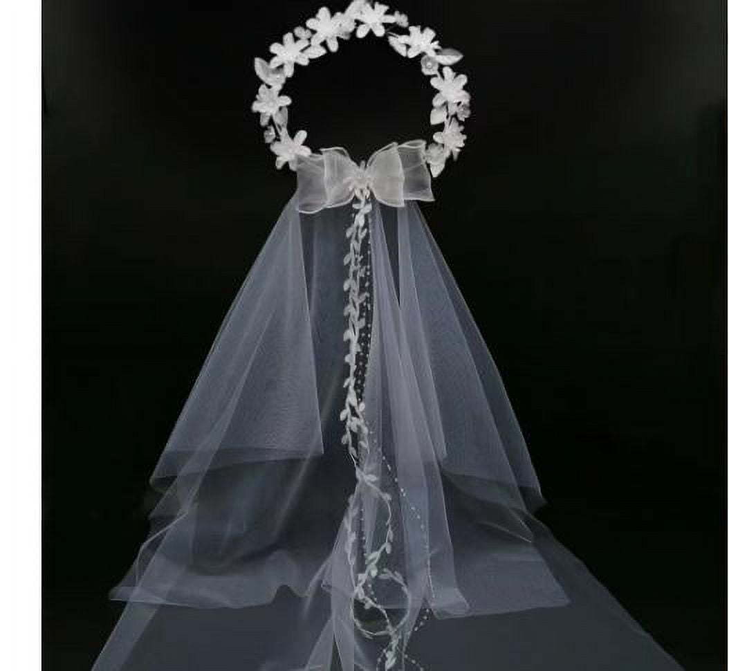 MRLESS Flower Headband Veil Artificial Flower Hair Band Veil Bridal ...