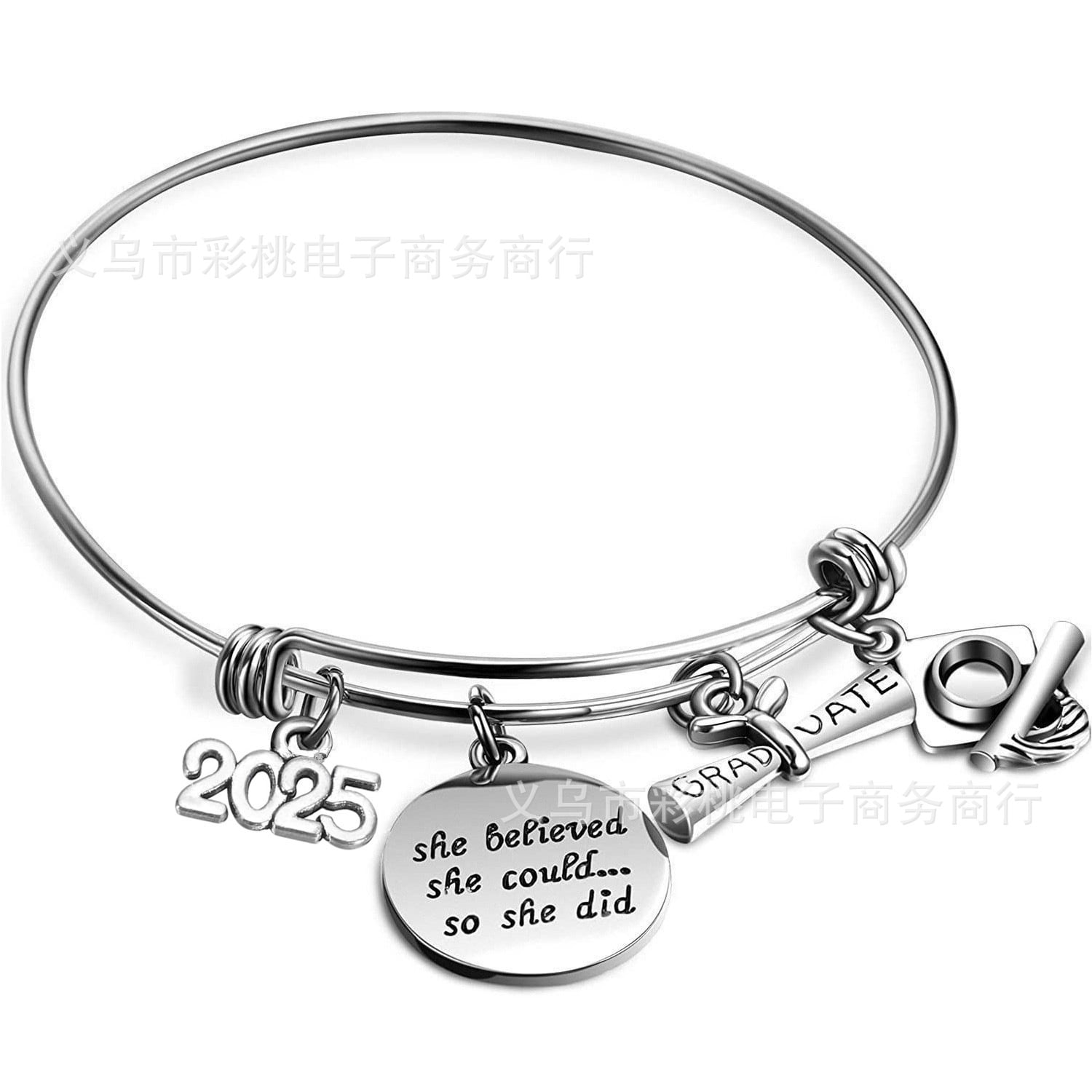 GOOHOCHY Adjustable Class Of 2025 Graduate Bracelet Metal Bangle ...
