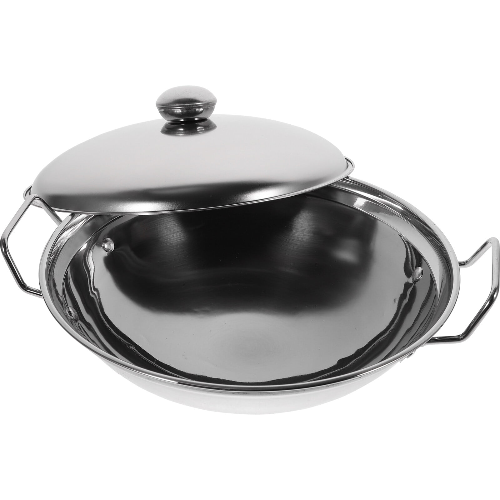 MRLESS Luxshiny Stainless Steel Wok Pan with Cover and Handle - Walmart.com