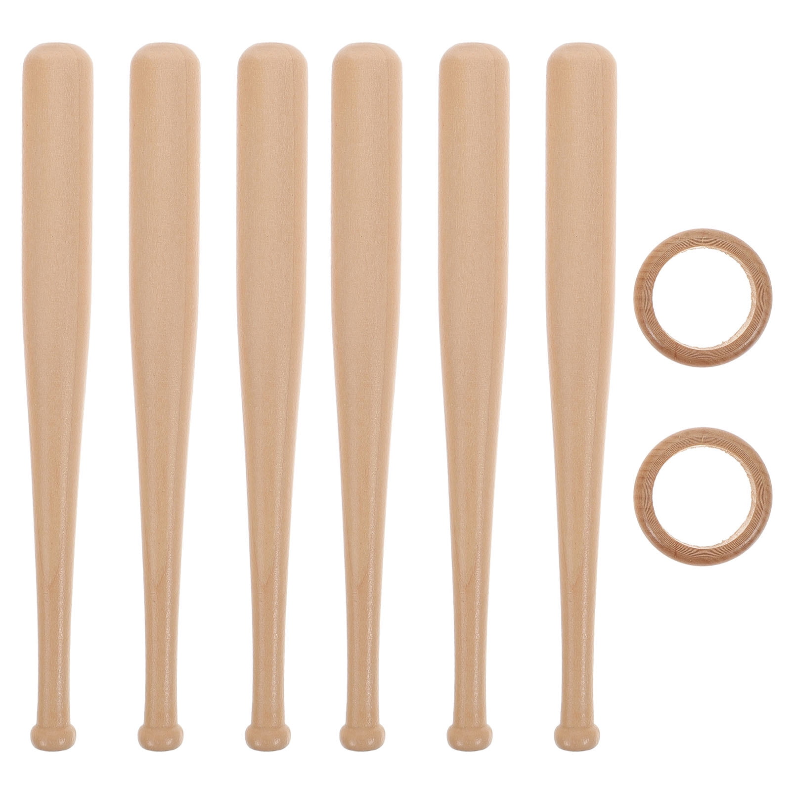 NUTEDOM Mini Baseball Bat & Wooden Ring Set w/ Display Stand (6 Bats ...
