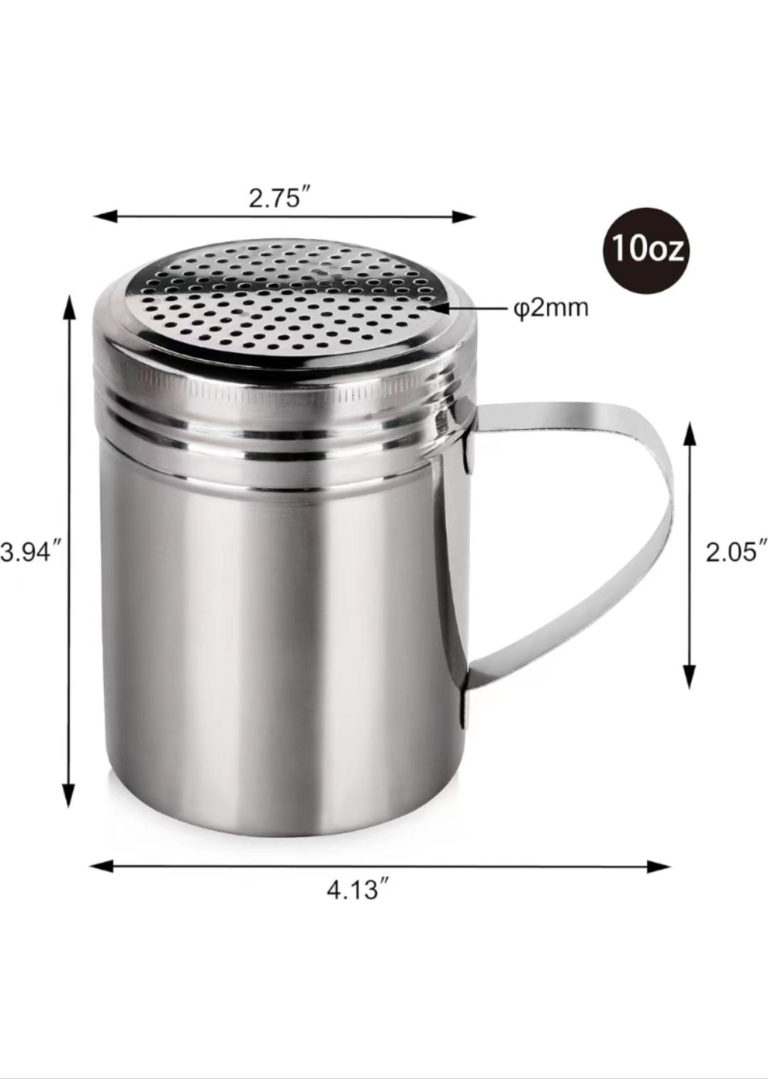 MRLESS Powdered Sugar Shaker Duster With Handle Stainless Steel Fine ...
