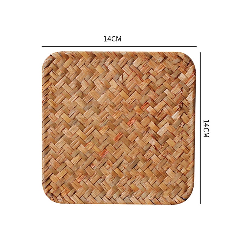 MRLESS Seagrass Placemat 14x14 cm Retro Woven Table Mats Heat Resistant ...
