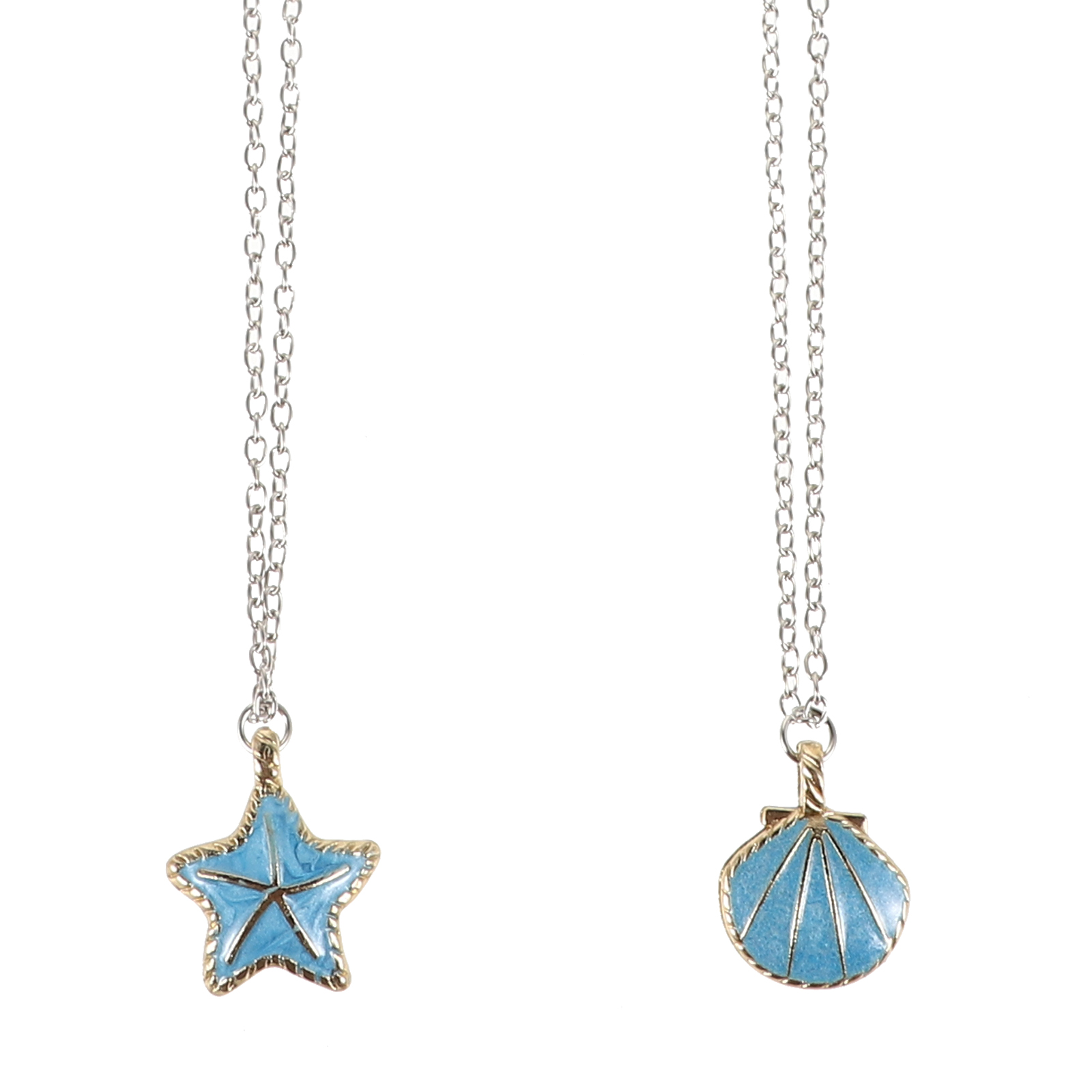 MRLESS Seashell Starfish Necklace Clam Shell Necklace Beach Metal ...