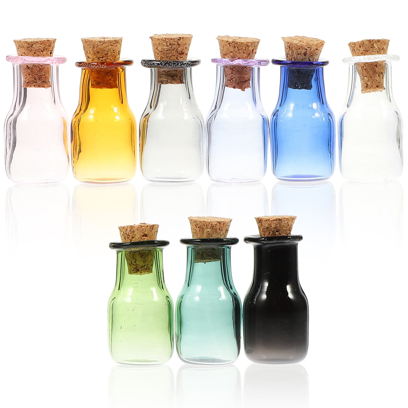 MRLESS Small Colored Glass Jars with Cork Stoppers - 9pcs - Walmart.com