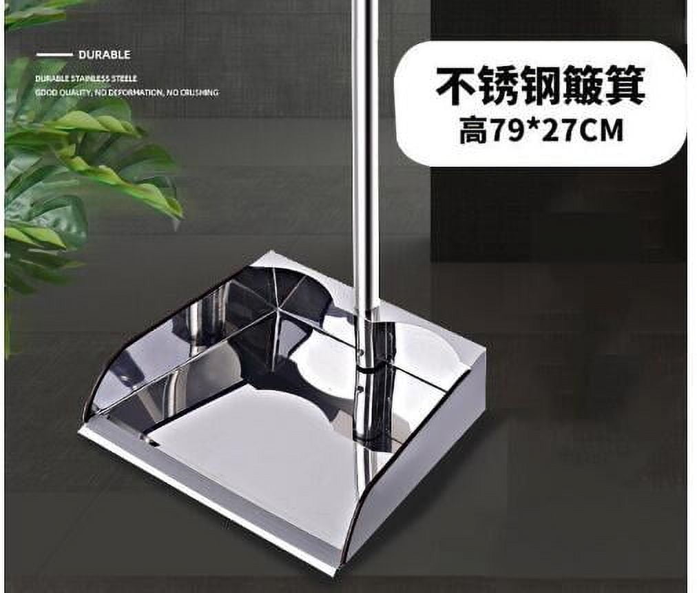 MRLESS Stainless Steel Dustpan with Long Handle for Home Cleaning Indoor Outdoor Metal Dust Pans ...