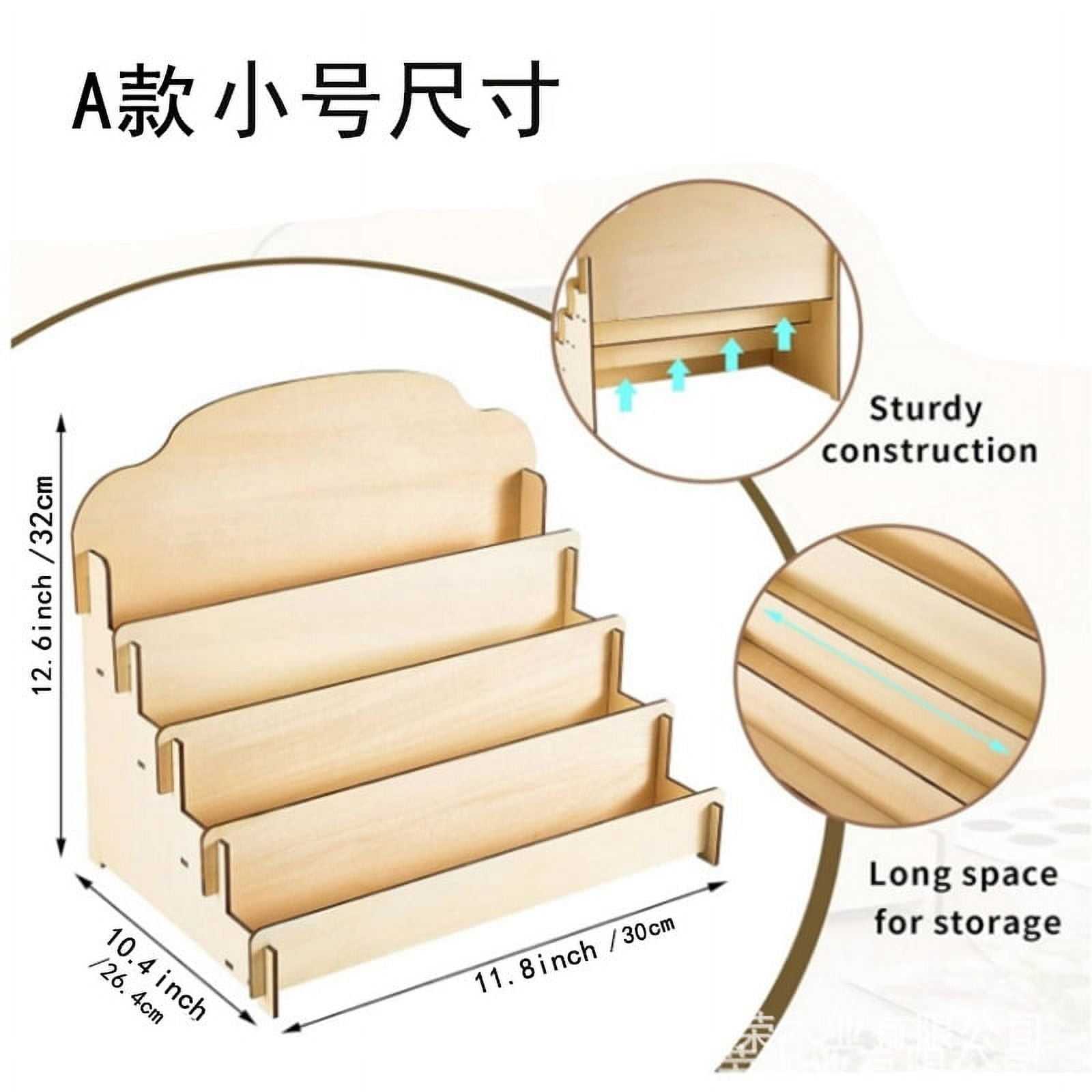 MRLESS Tiered Wooden Card Display Rack Multi-Functional Organizer For ...