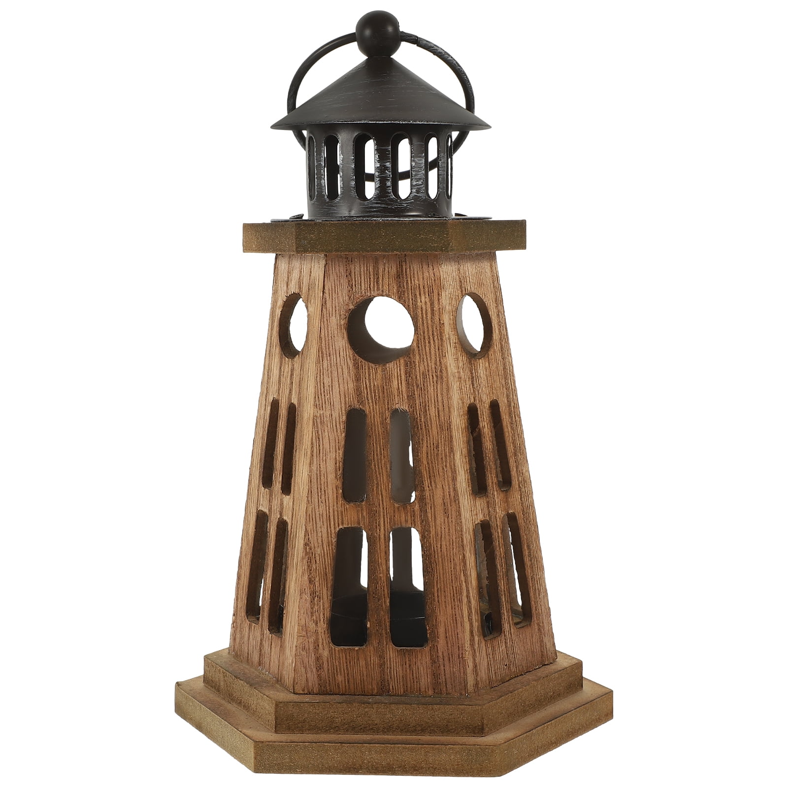 MRLESS Vintage Wooden Candle Lantern Portable Lighthouse Holder for ...
