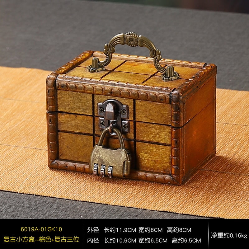 MRLESS Vintage Wooden Storage Box with Lock Small Antique Jewelry Case ...