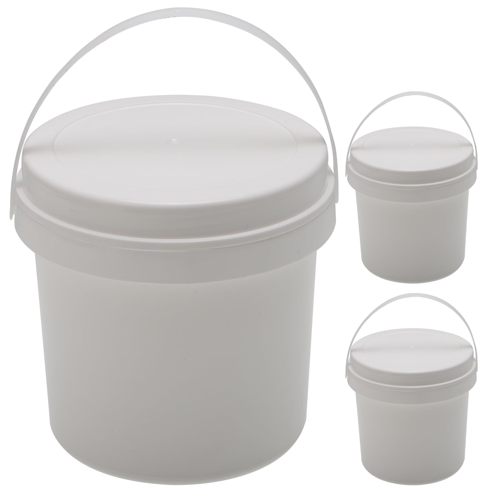 MRLESS White Plastic Bucket Toy Organizers 3pcs 1L 1 Gallon with Lid ...