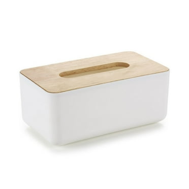 MyGift Vintage White Wood Square Tissue Box Cover - Walmart.com