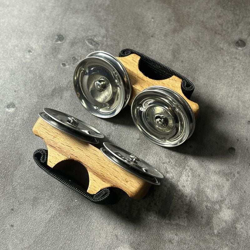 MRLESS Wooden Finger Cymbals With Metal Jingle Bells Portable ...