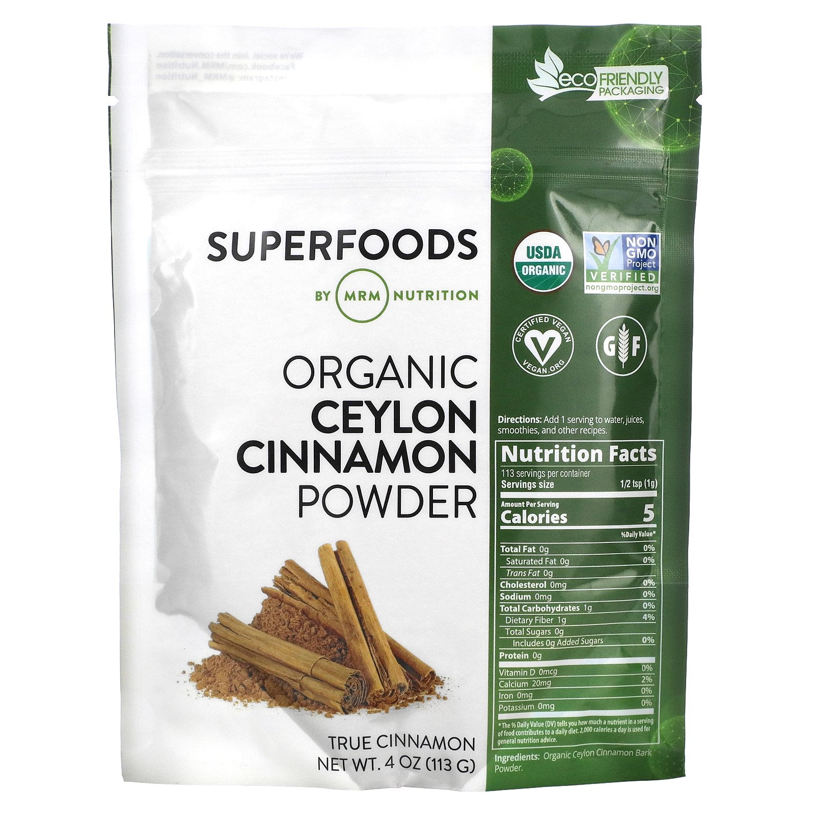 MRM Nutrition Organic Ceylon Cinnamon Powder, 4 oz (113 g) - Walmart.com