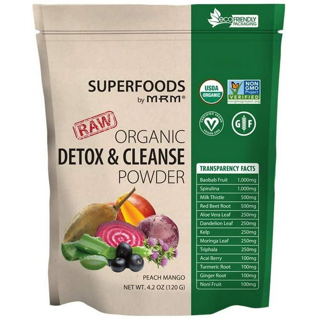 MRM Nutrition USDA Organic Detox & Cleanse, Non-GMO Peach Mango ...