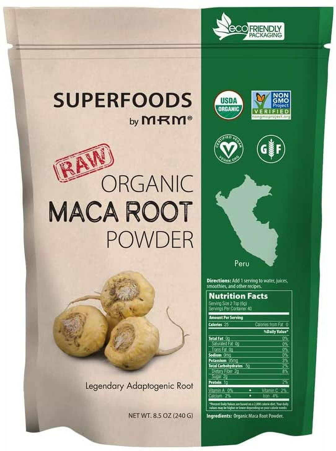 MRM Raw Organic Maca Root Powder, 8.5 Oz - Rich in Essential Minerals ...