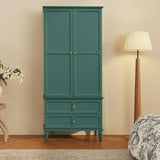 MROJISC 70.86''Mid-century Style Wardrobe with Two Large Drawers and ...