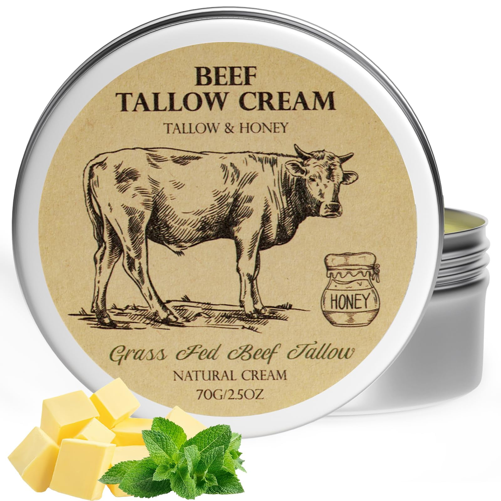 MROUVIK Beef Tallow for MZF22 Skin, Tallow and Honey Balm,Tallow Face ...