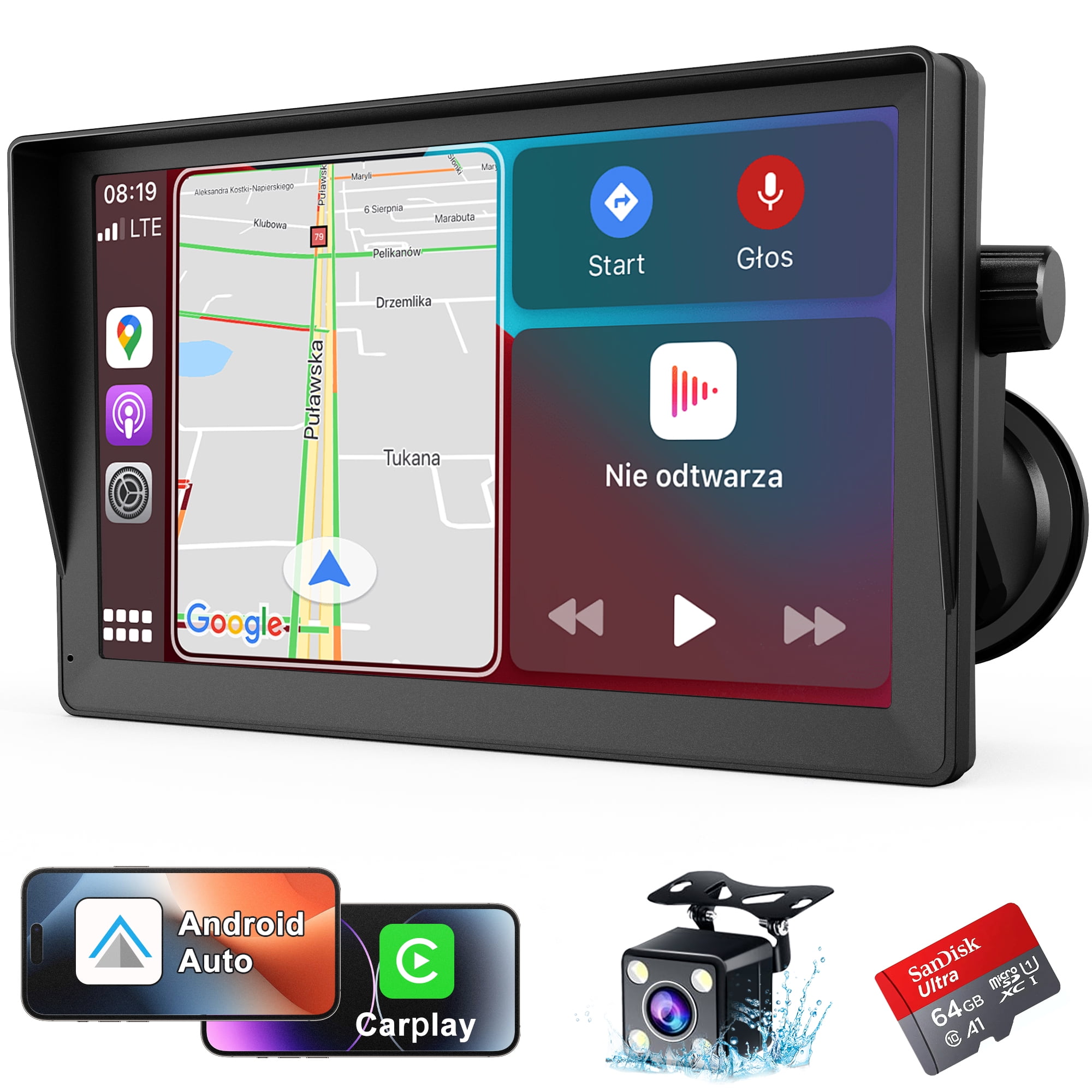 MRQ 9" Wireless Apple Carplay & Android Auto Car Stereo with Bluetooth ...