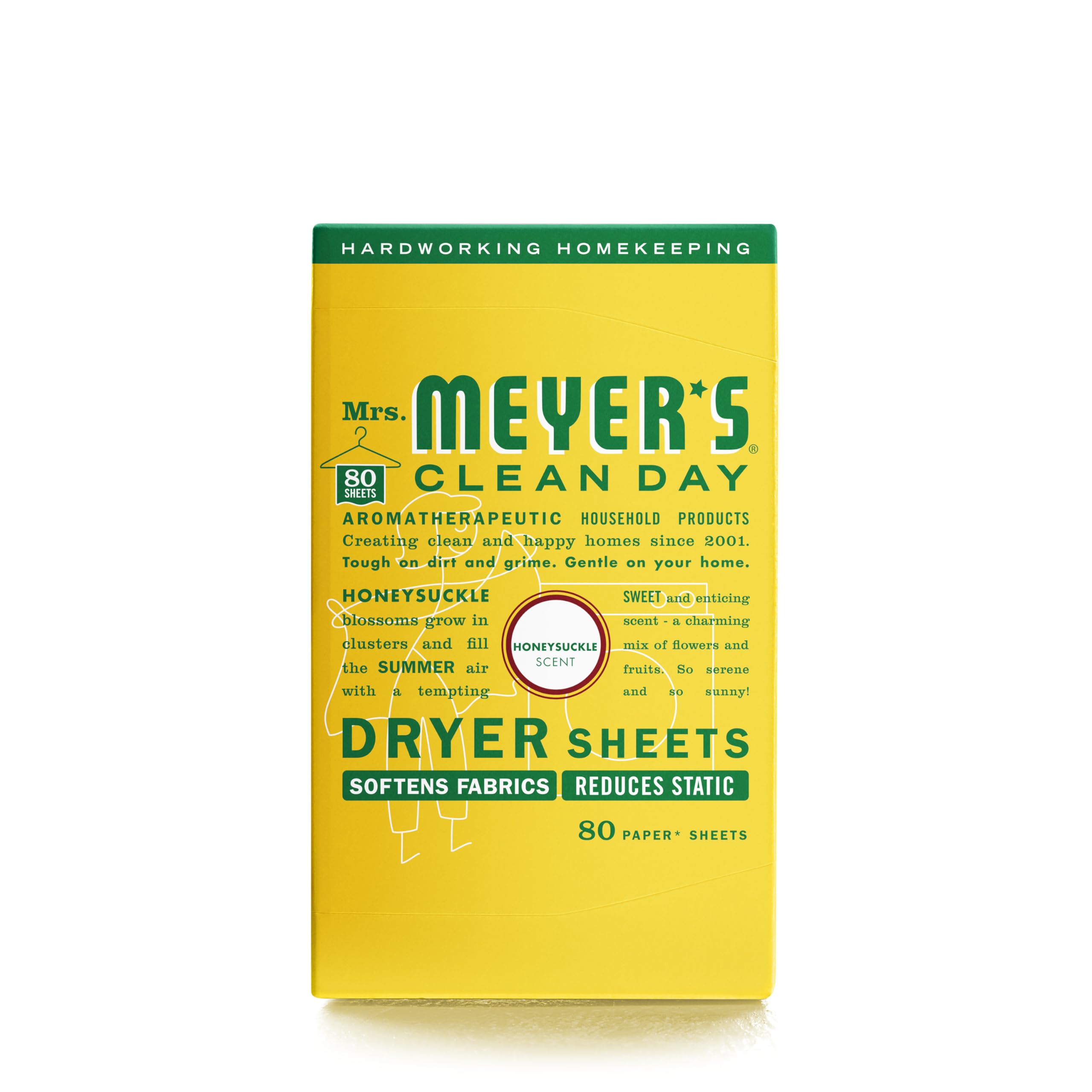 MRS. MEYER'S CLEAN DAY Dryer Sheets, Fabric Softener, Reduces Static ...