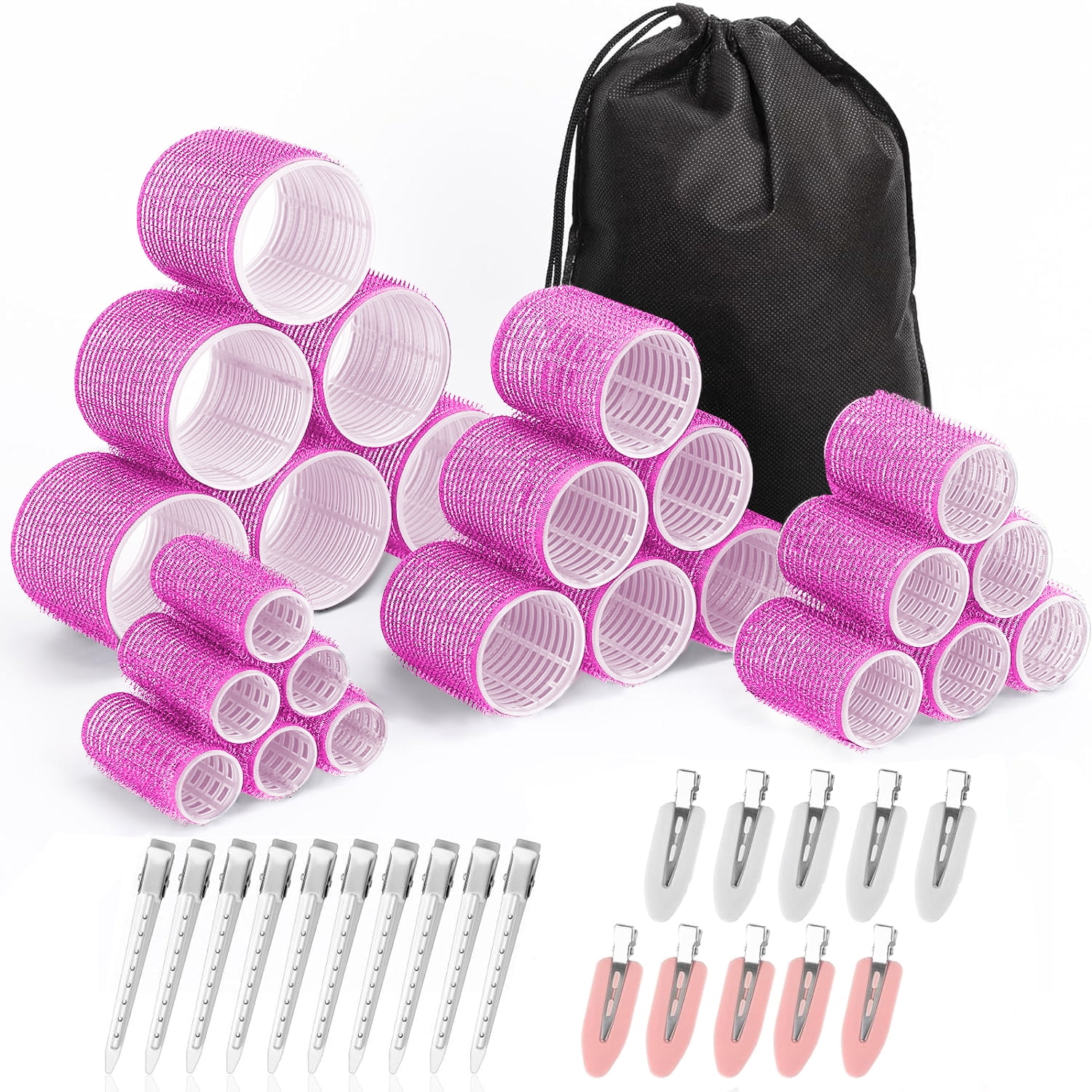 MRSXXNTY Rollers Hair Curlers 44 Pcs Set with 24Pcs Hair Rollers 4 ...