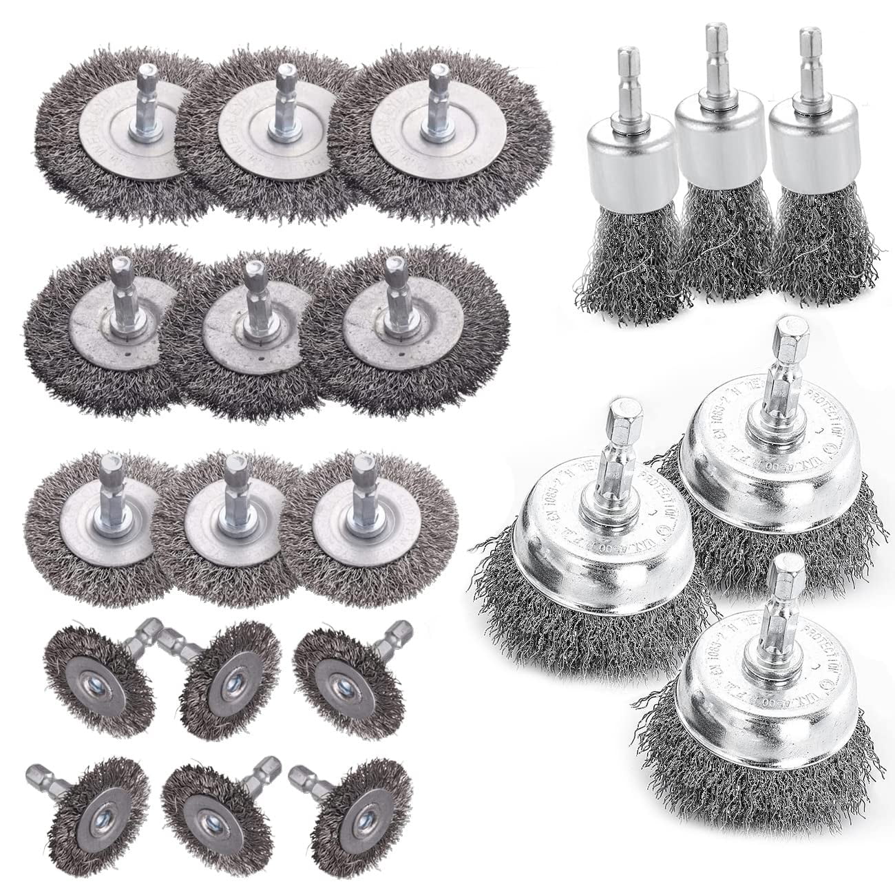 MRSXXNTY, Wire Brush for Drill Set, 21 Pcs, 1/4 Inch Hex Shank ...