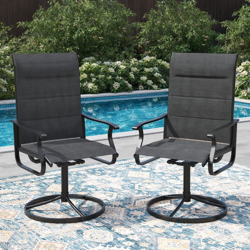 MRUAKA Patio Swivel Chairs Set of 2, Outdoor Dining Chairs High Back ...