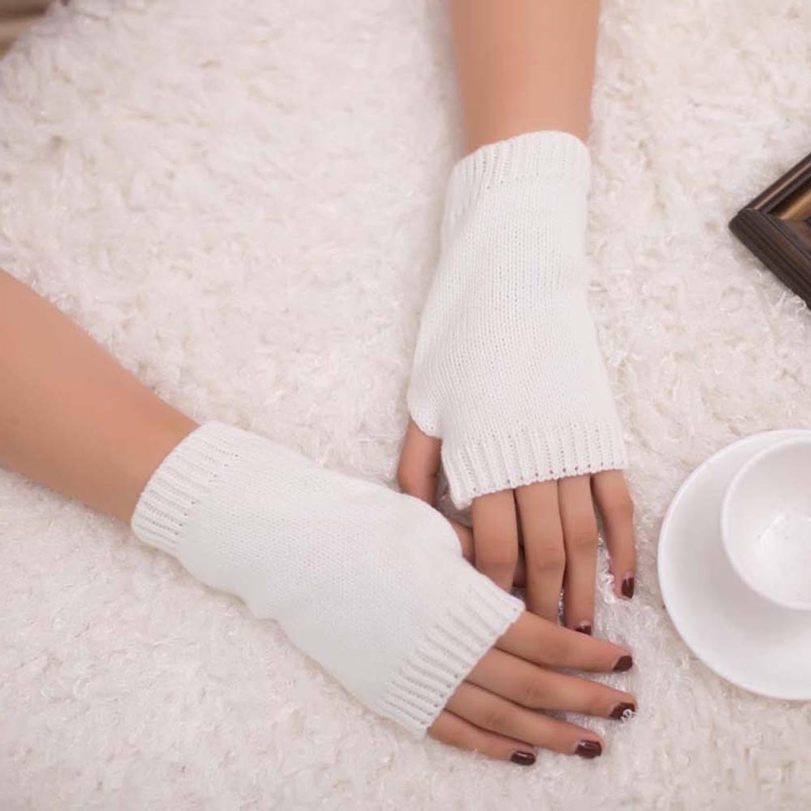 MRULIC Gloves Mittens Women Girl Knitted Arm Fingerless Keep Warm ...