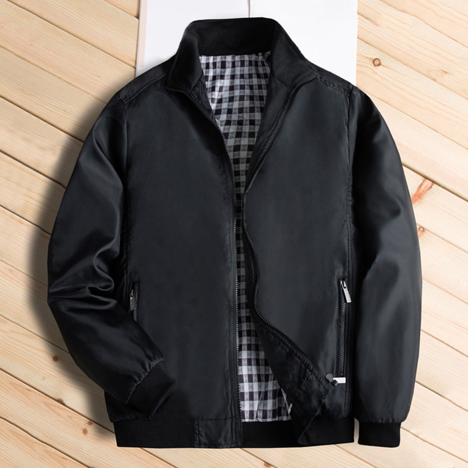 MRULIC Jackets for men Father's Solid Sports Flight Jacket Outdoor ...