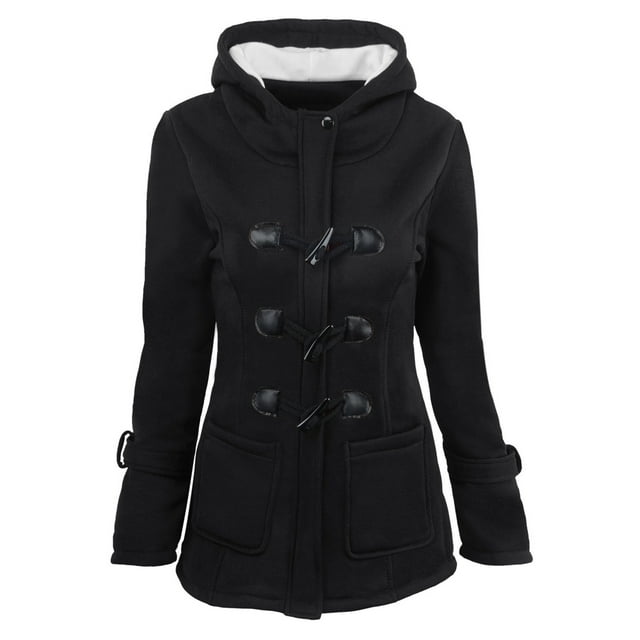 Mrulic Coat For Women Women Solid Color Horn Buttons Cardigan Padded