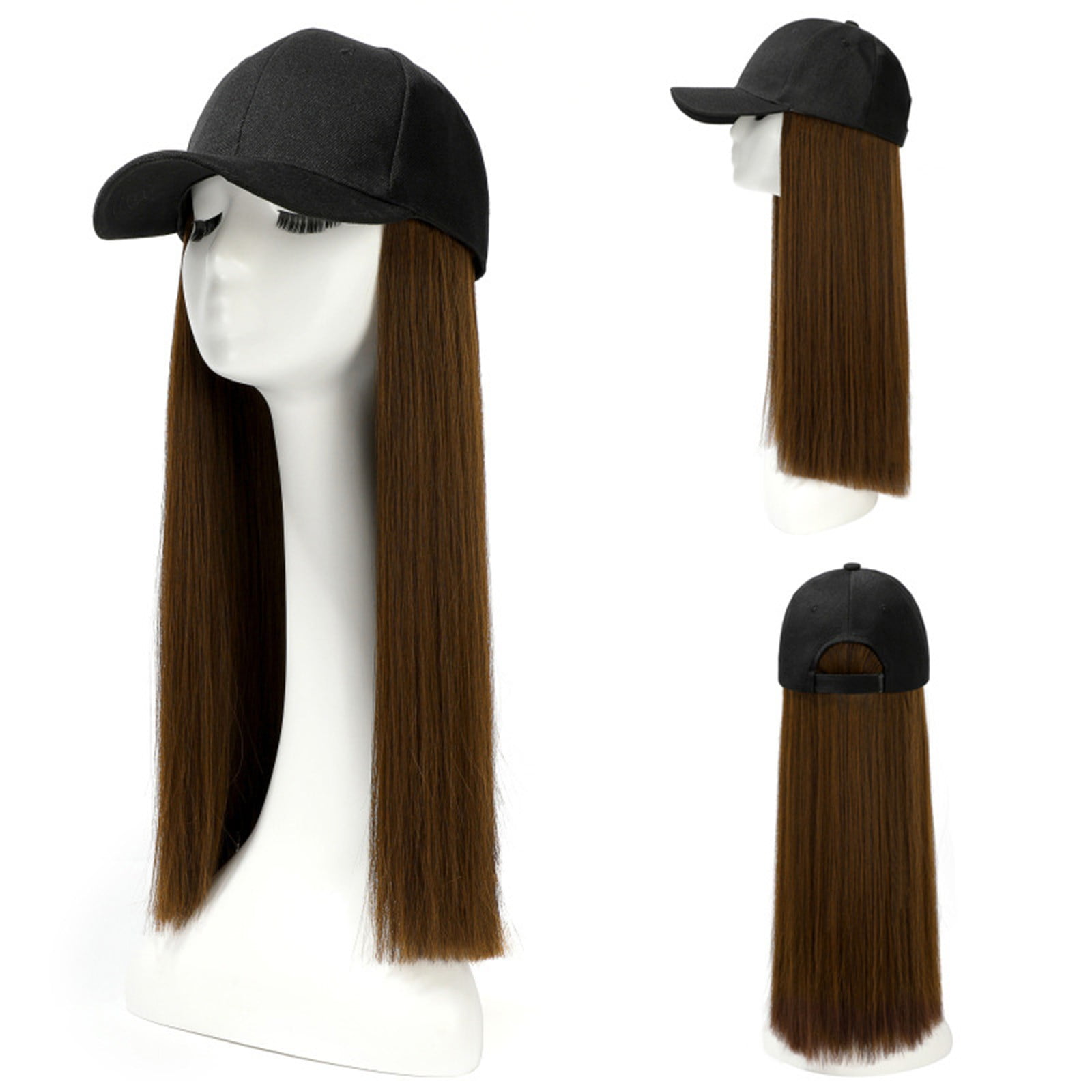 MRULIC hats for women Hat Long Hair Attached Hair Wig Hair Baseball ...