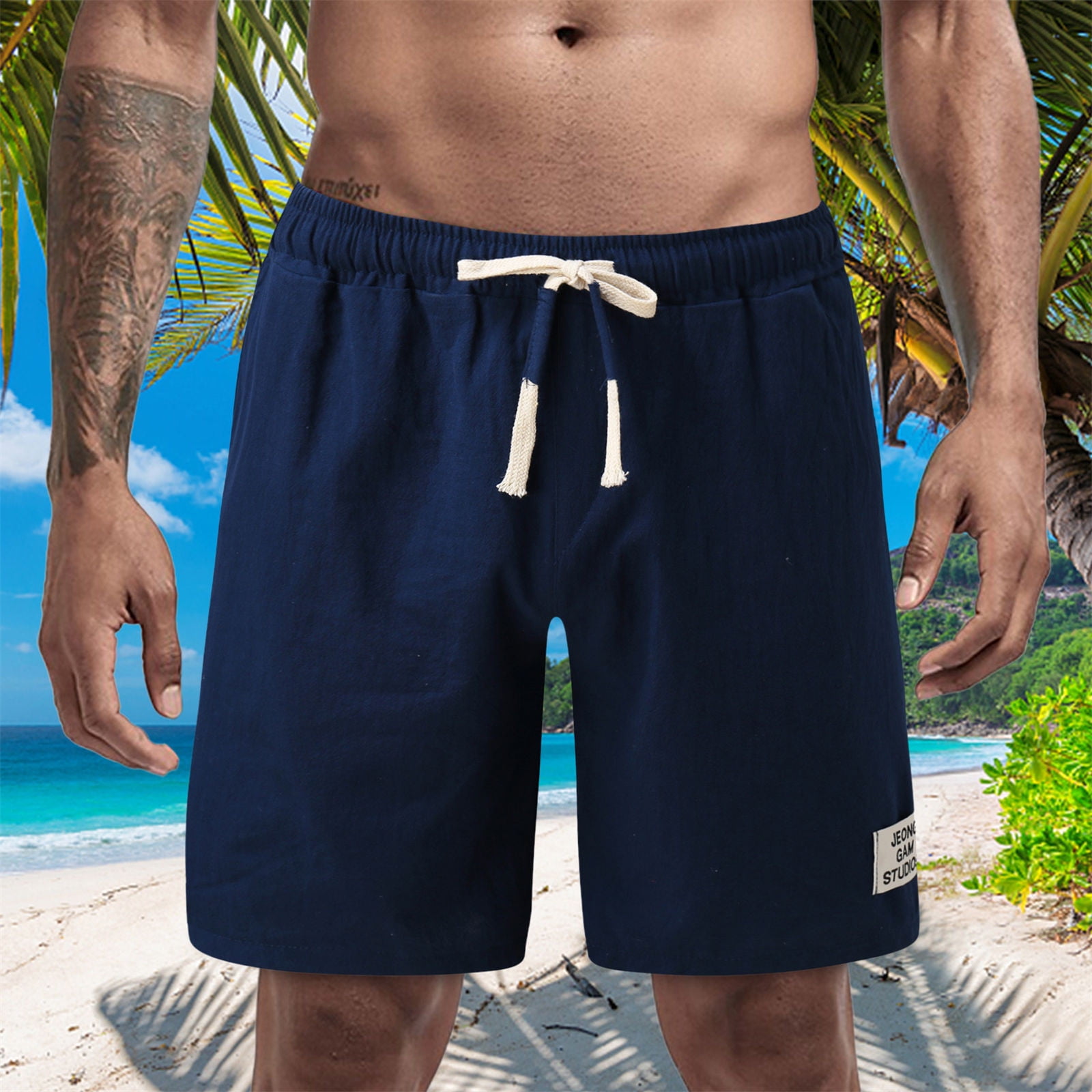 MRULIC mens shorts Men Summer Solid Color Short Patchwork Sports Short ...