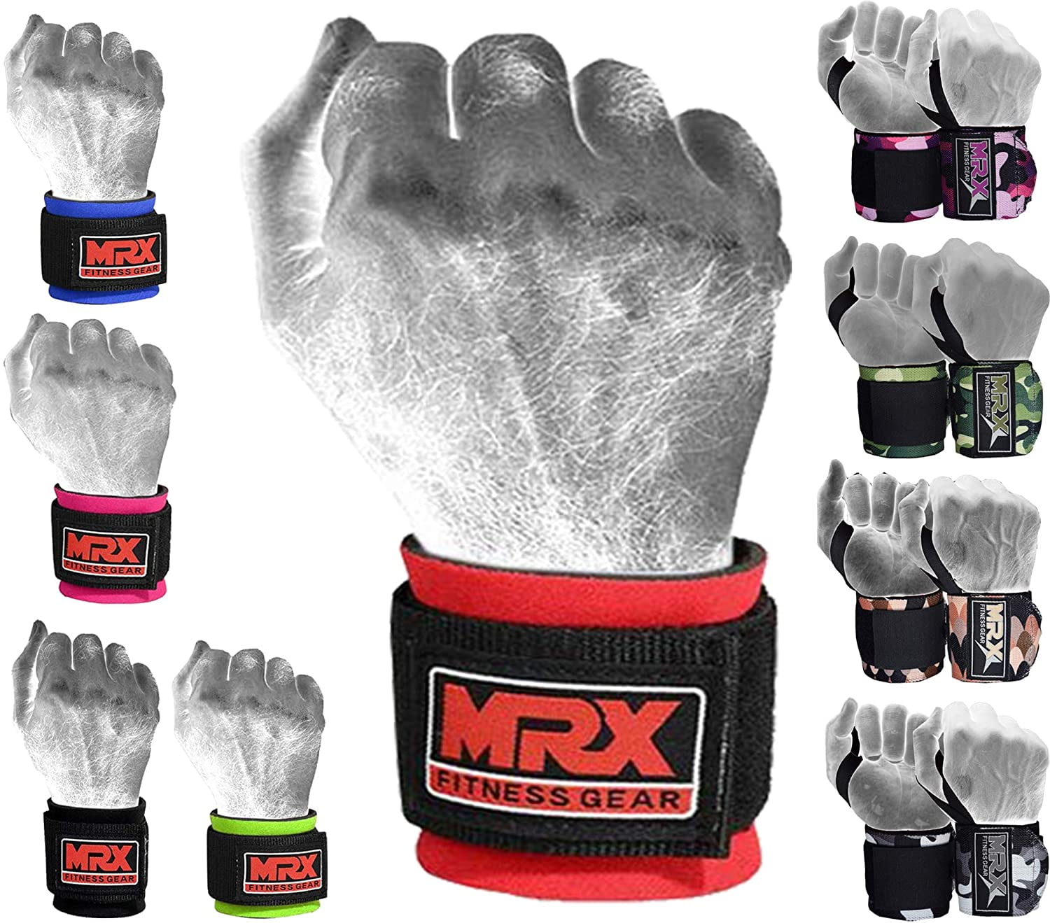 MRX Weight Lifting Wrist Wraps, Red Neoprene, Adjustable Velcro, Pain ...