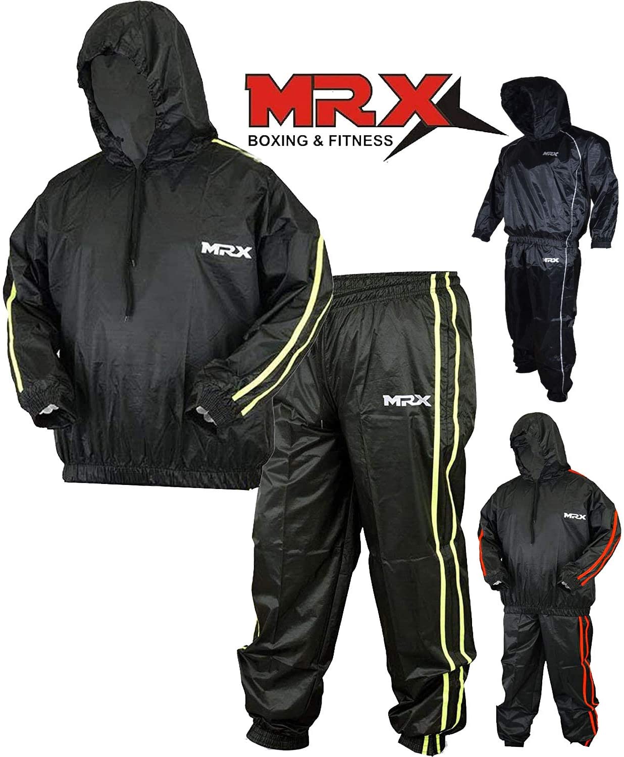 GoFit Hooded Thermal Exercise and Training Sauna Suit (2PC) - Black ...