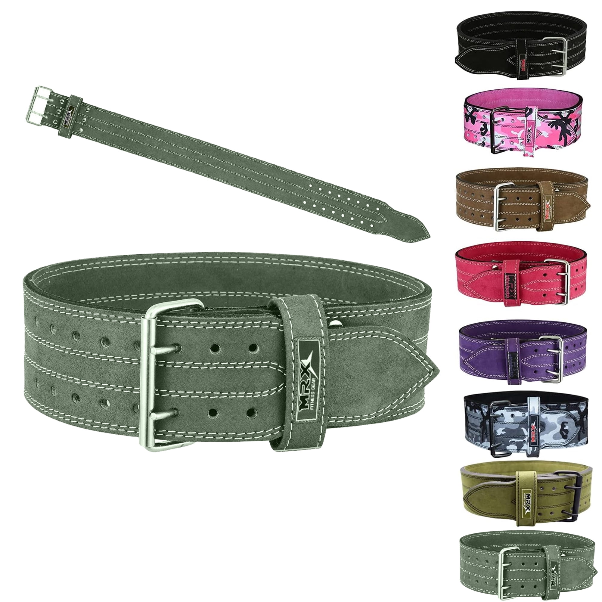 MRX Weight Lifting Leather Belt Training Fitness Back Support Olive ...