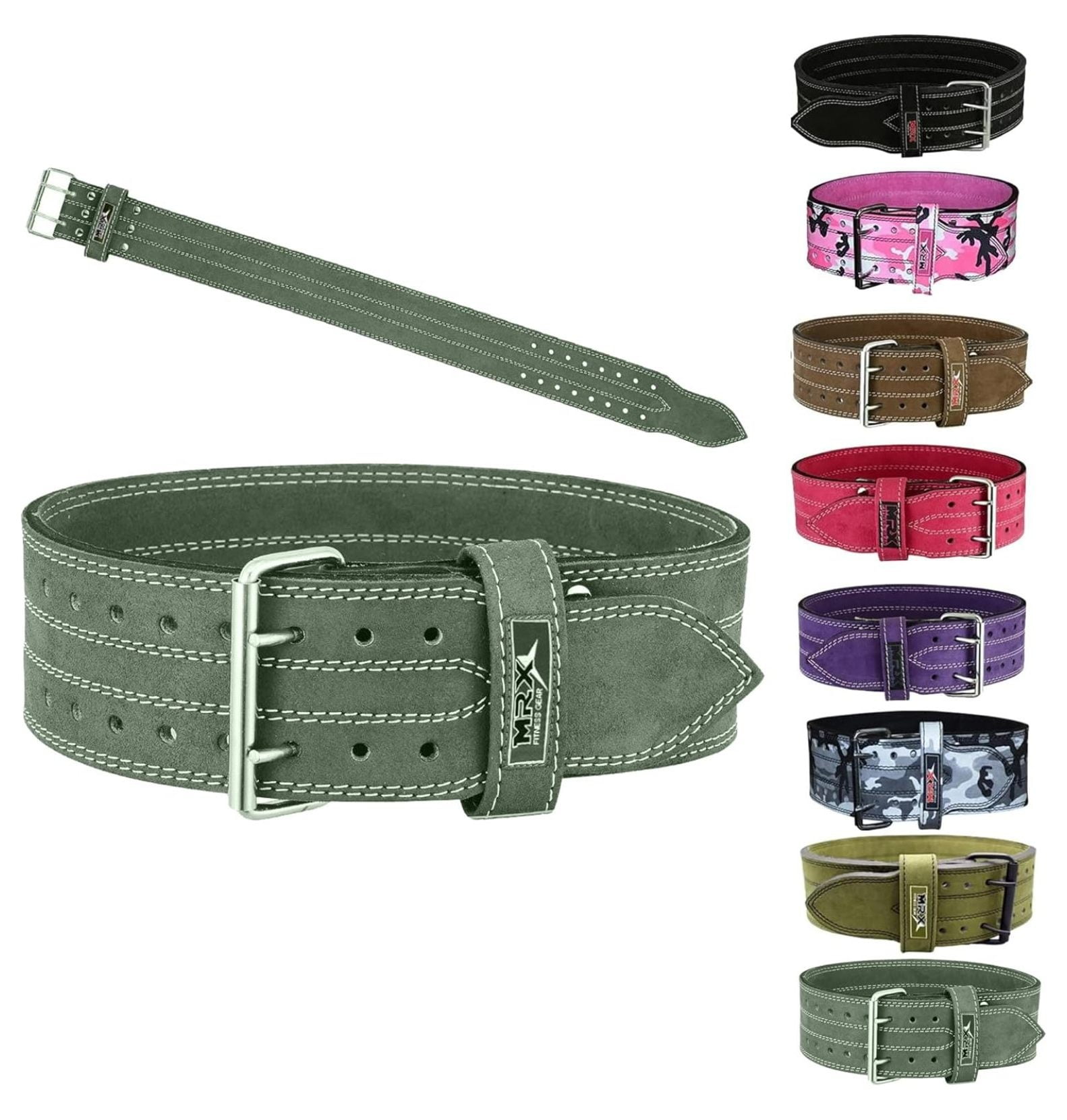 MRX Powerlifting Leather Belt 4" Wide 10mm Thickness Training Fitness ...