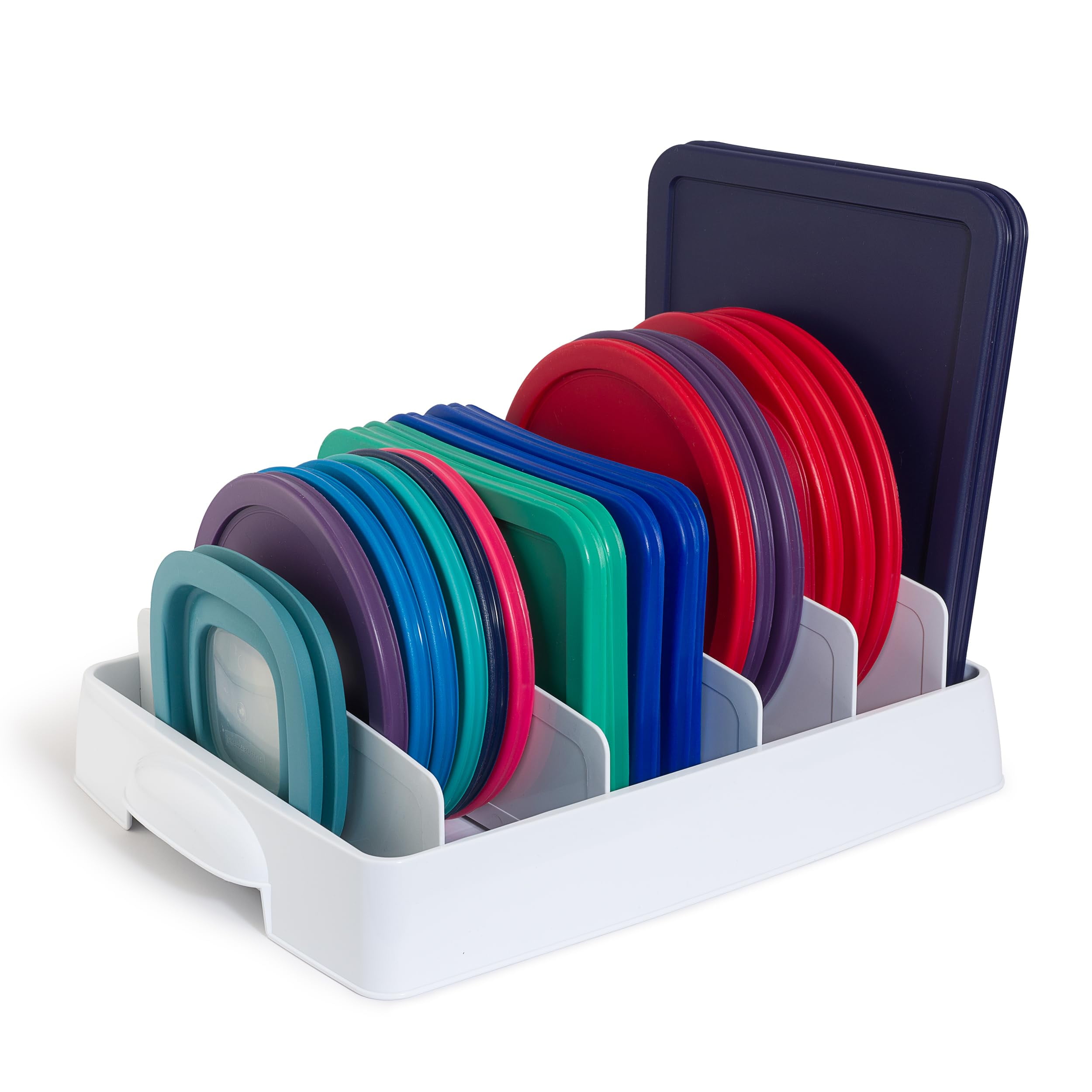 MRX Solutions Food Container Lid Organizer, Large, Adjustable Plastic ...