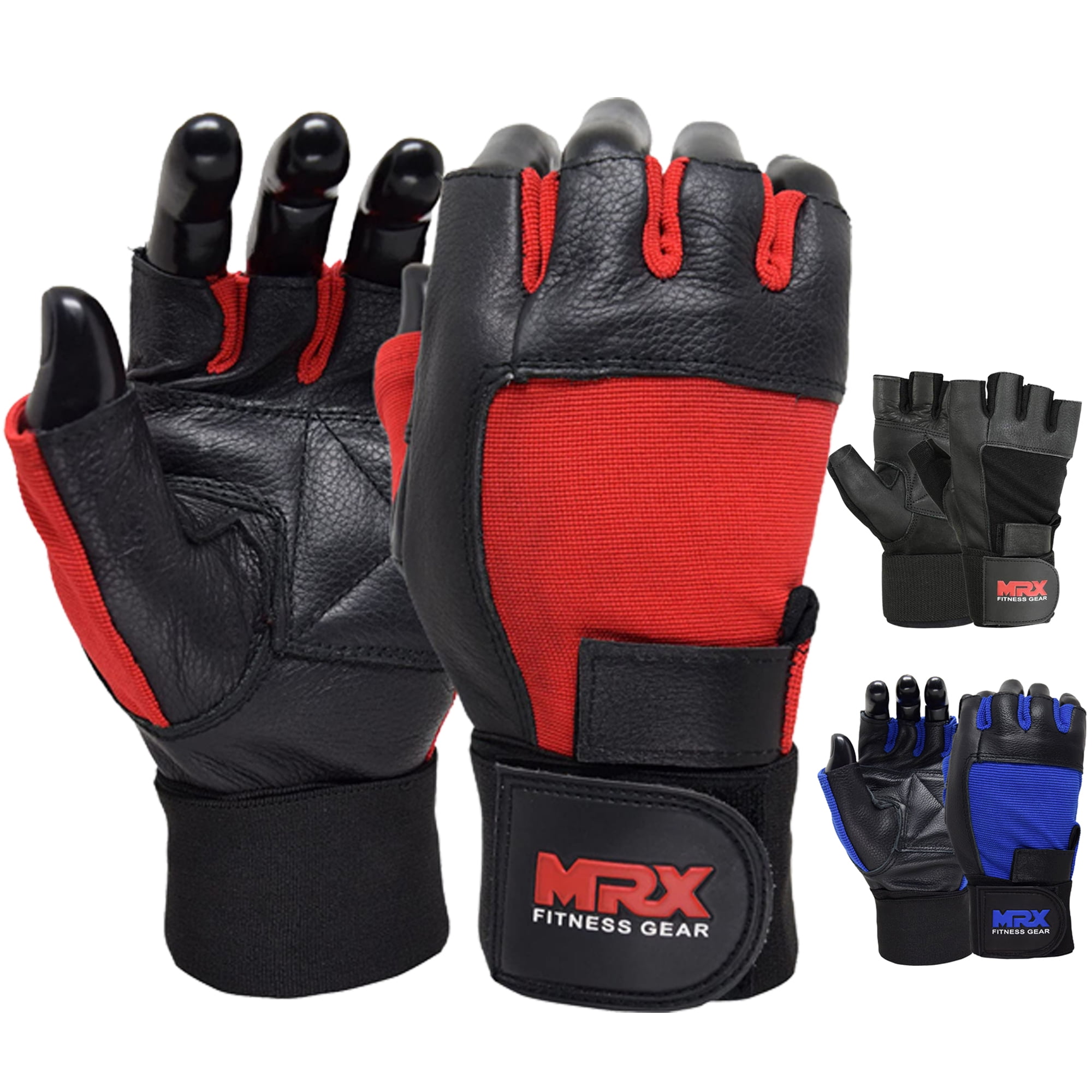 MRX Weight Lifting Gloves Leather Workout Glove with Long Wrist Strap ...