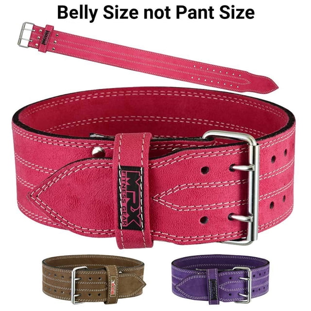 MRX Weight Lifting Leather Belt Training Fitness Back Support Pink L ...